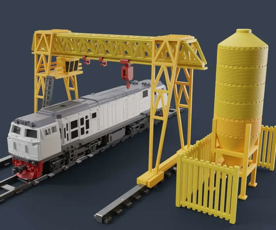 Other STL Download - Railway Construction (High) Crane and Silo ...