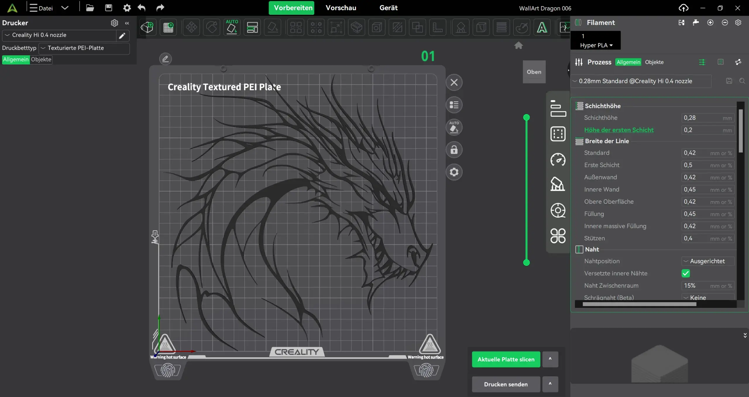 3D Printer Files | 3MF File | WallArt Dragon 006 | Creality Cloud