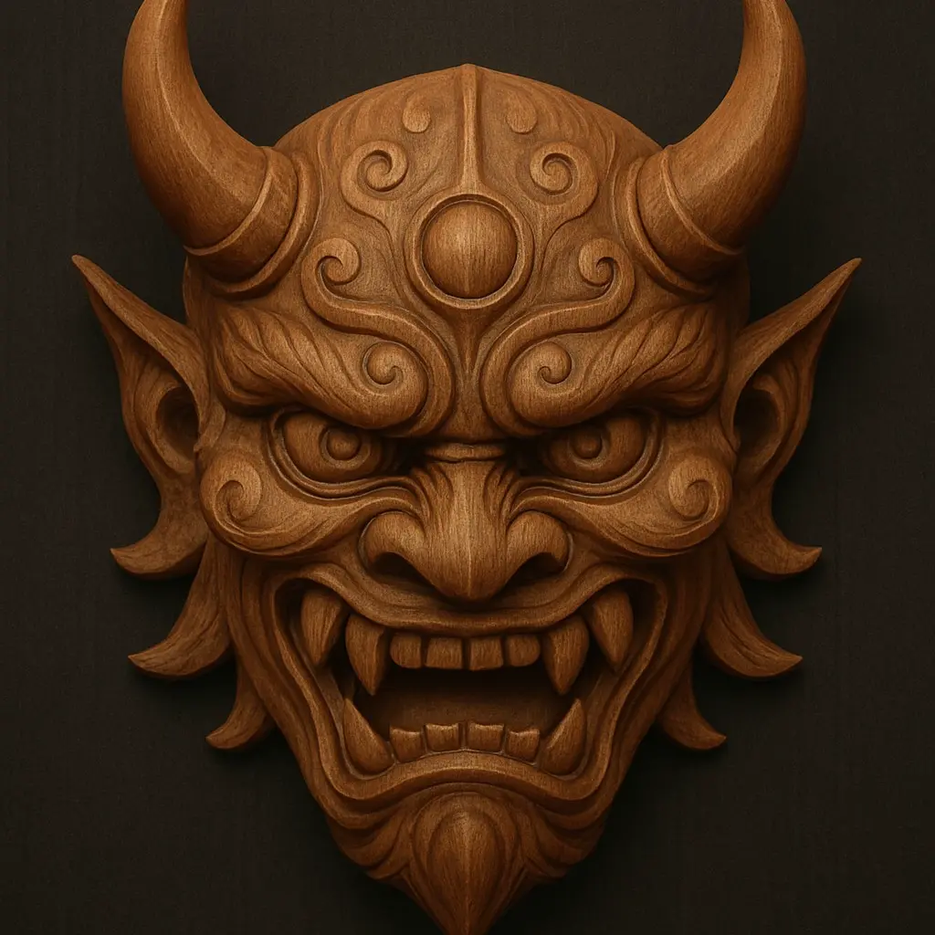 Digital Art STL Download - Mask Oni Demon Devil Mythic Warrior face ...
