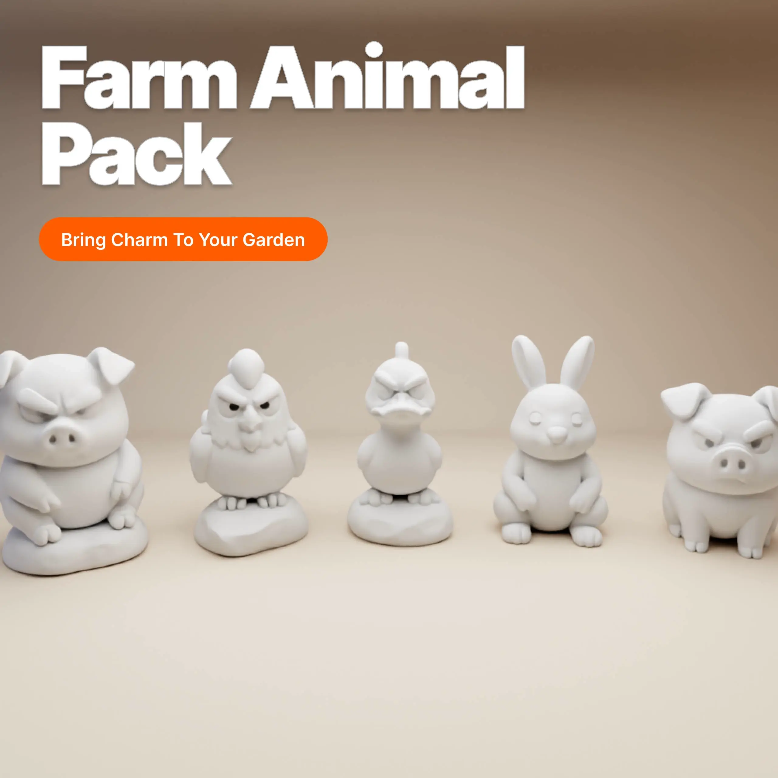 Home Decorations & Ornaments STL ダウンロード - Funny Farm Animal Pack ...