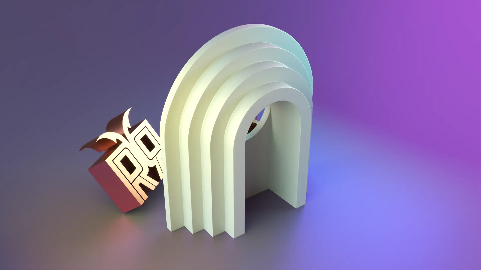 Digital Art STL Download - Arch form desktop decor object 03by rexer_3d