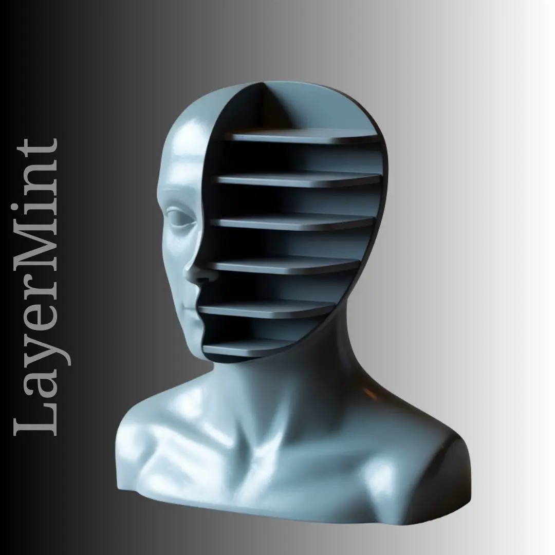 Sculptures & Artworks STL Download - Half Face Bust Desk Organizer STL ...
