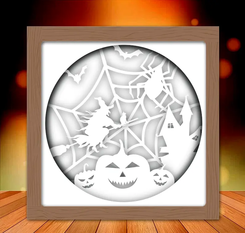 Other STL Download - Halloween Night Witch light box (shadow box)by ...
