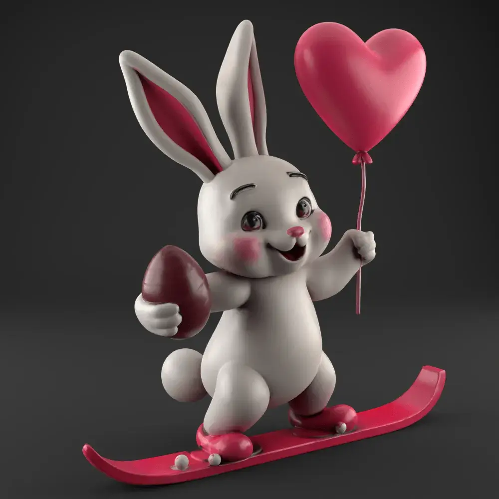 Other STL Download - Cute Bunny on Snowboard – 3D STL File for Fun ...