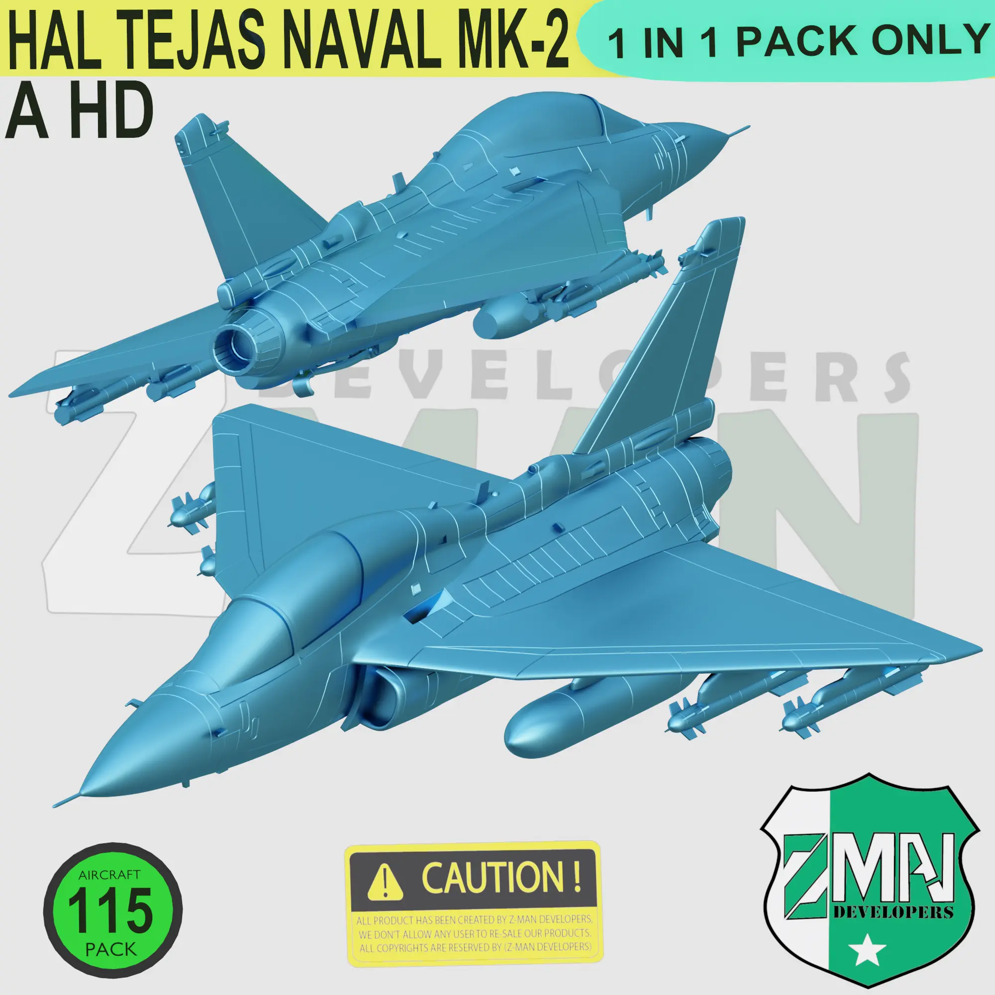 Drones & Aircraft STL Download - HAL TEJAS MK-2 NAVAL (ASP) STYLE Gby Z ...