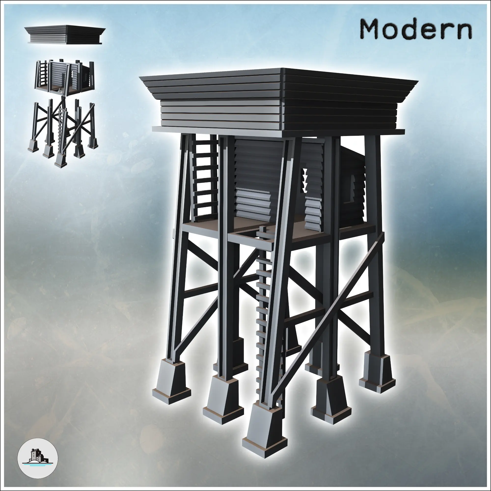 Other STL Download - Defense tower with metal beam supports and ...
