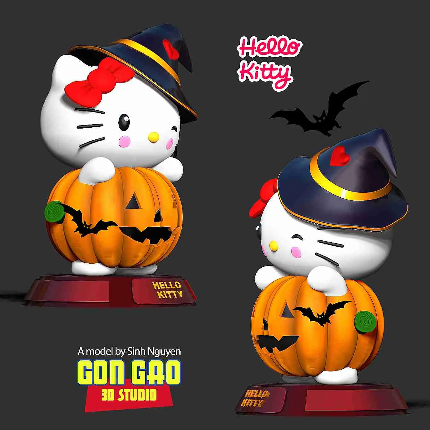 Sculptures & Artworks STL Download - Hello Kitty - Halloween customby ...