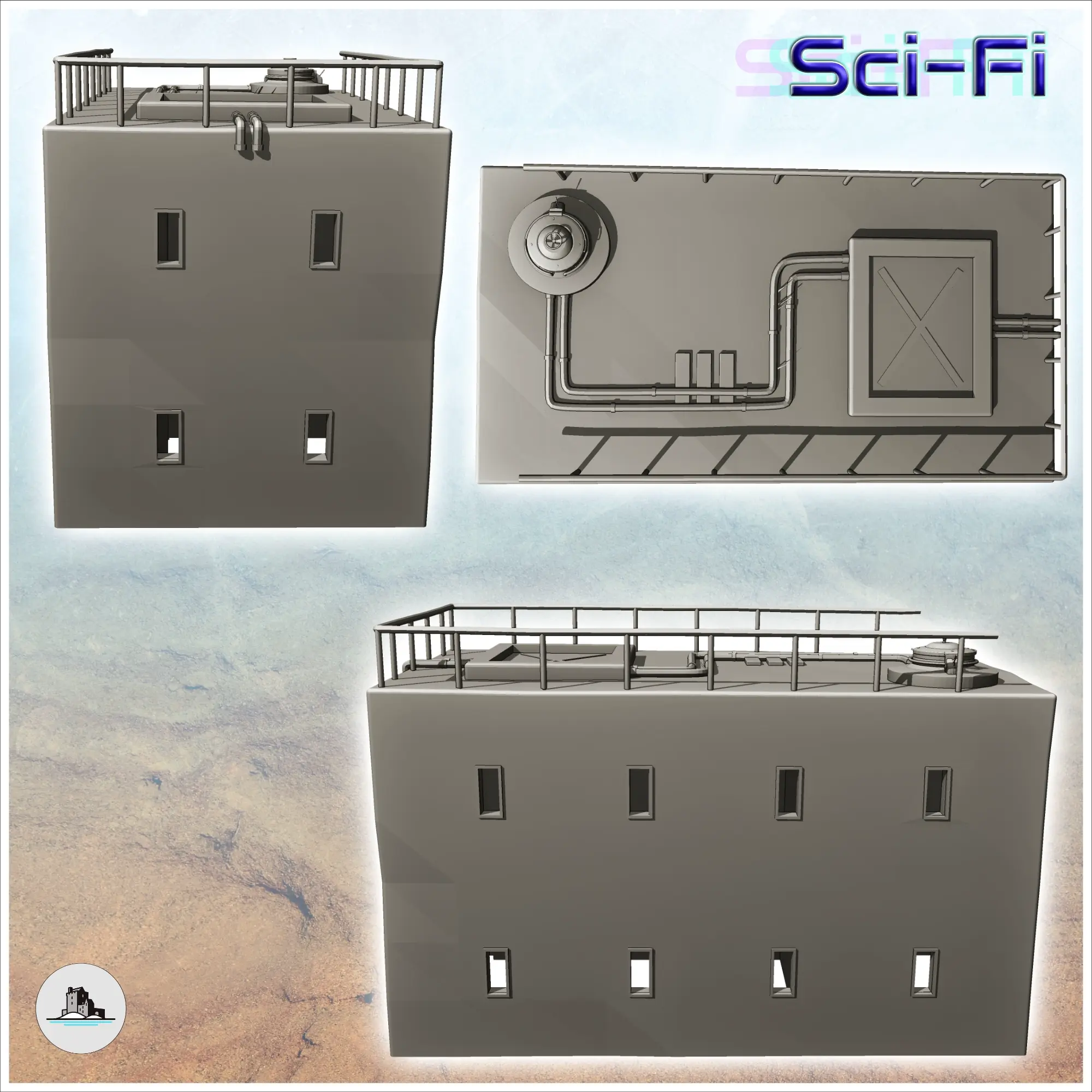 Other STL Download - Futuristic prison with armored doors and outdoor ...