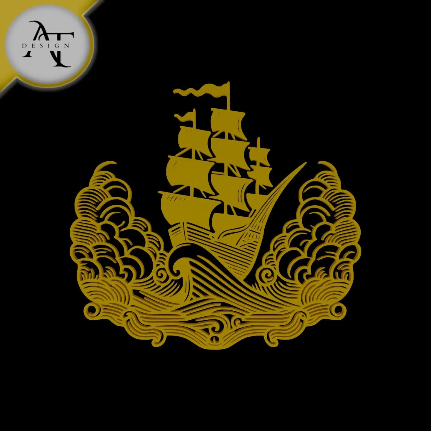 Home Decorations & Ornaments STL Descarga - Ship - Line Art - 2D Wall ...