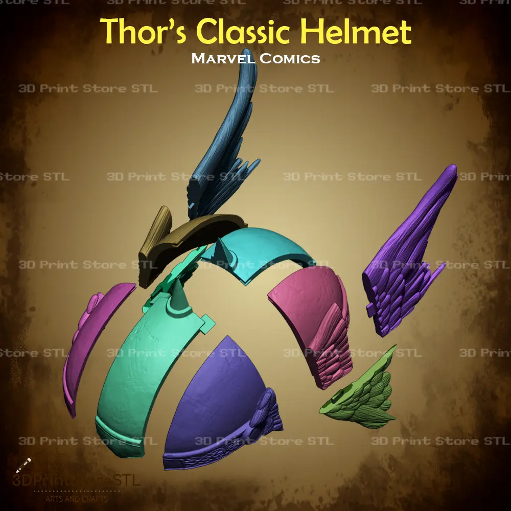 Cosplay STL Download - Thor Classic Helmet Cosplay Marvel - STL Fileby ...