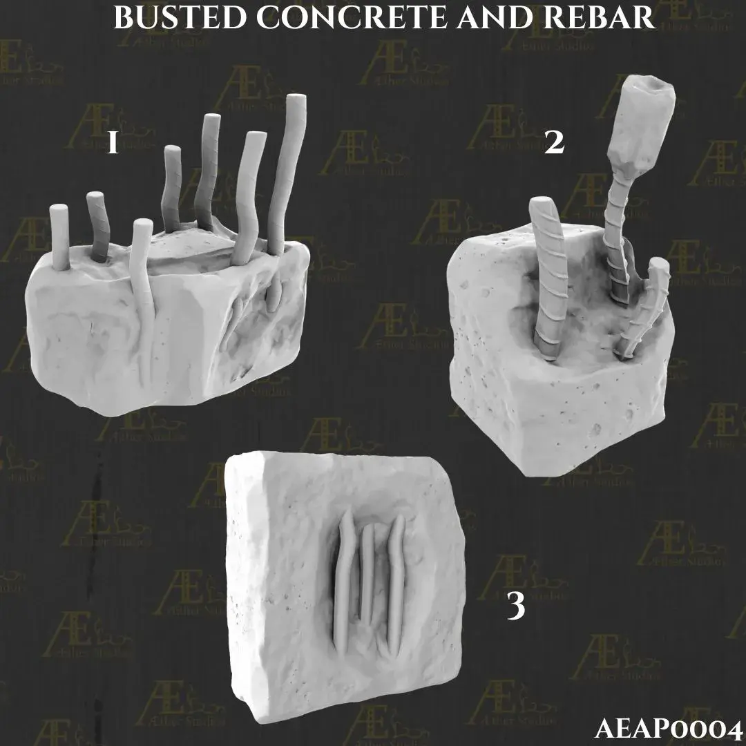 Props & Terrain STL Download - AEAP0004 - Broken Concreteby Aether Studios