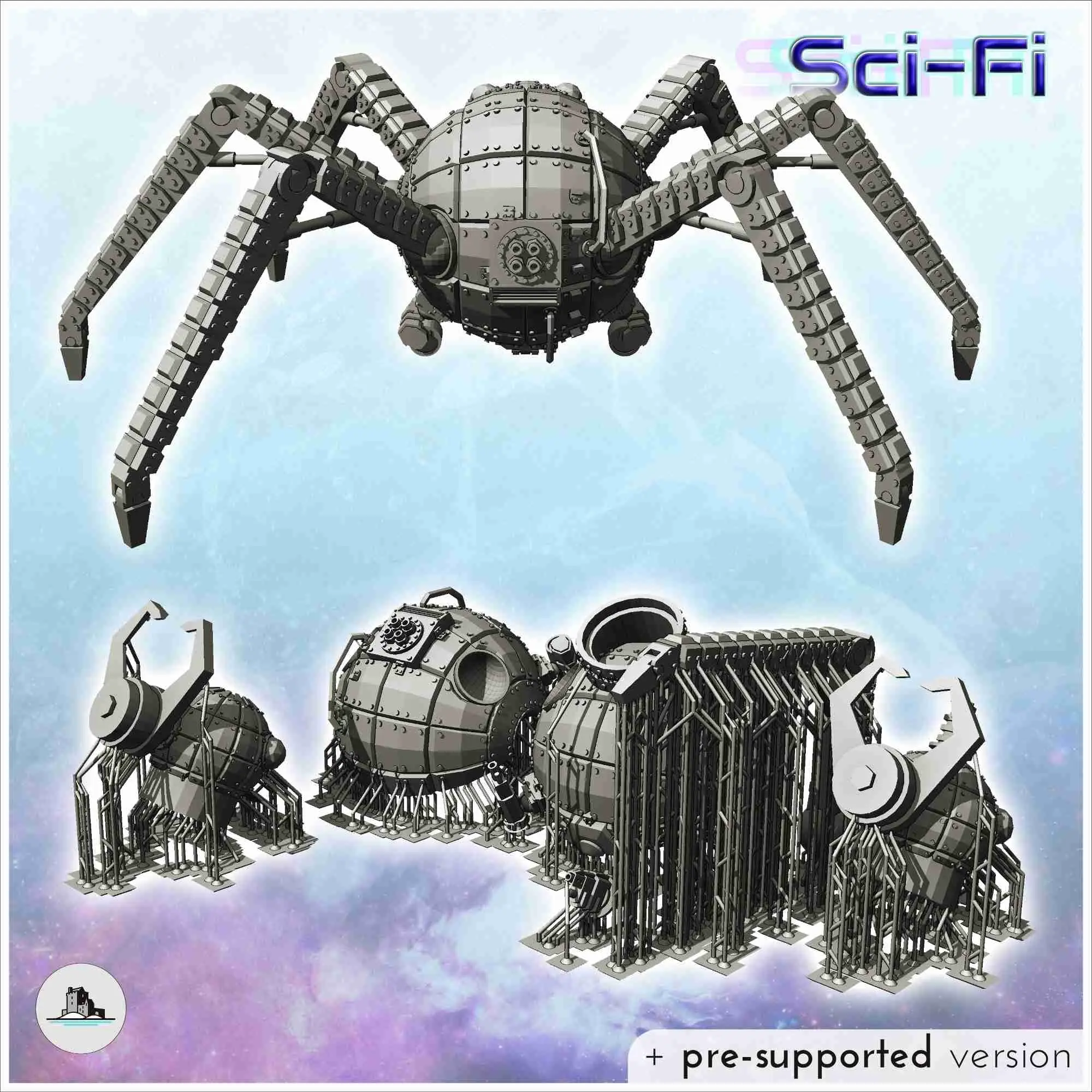 Futuristic six-legged airborne robot with cannon (28) - mini | 3D ...