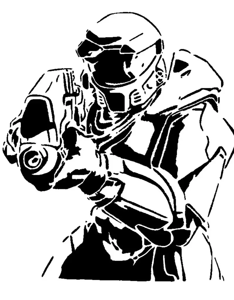 Free Characters & Creatures STL Download - Halo Master Chief stencil ...