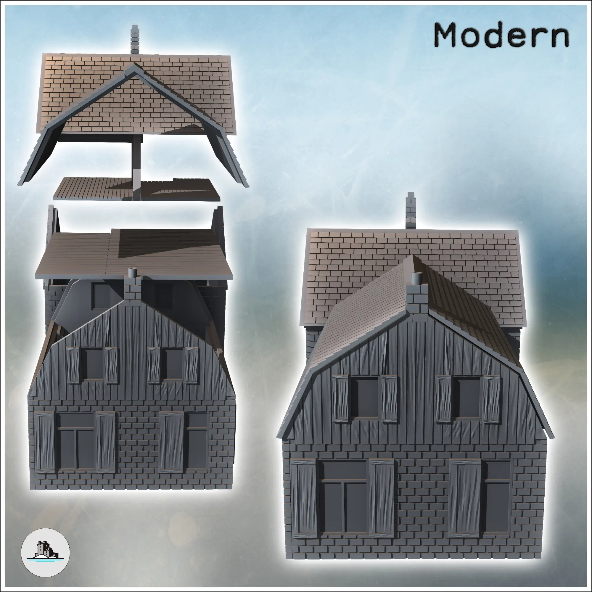 Set of houses on the Pont de Son (Netherlands) - miniatures | 3D models ...