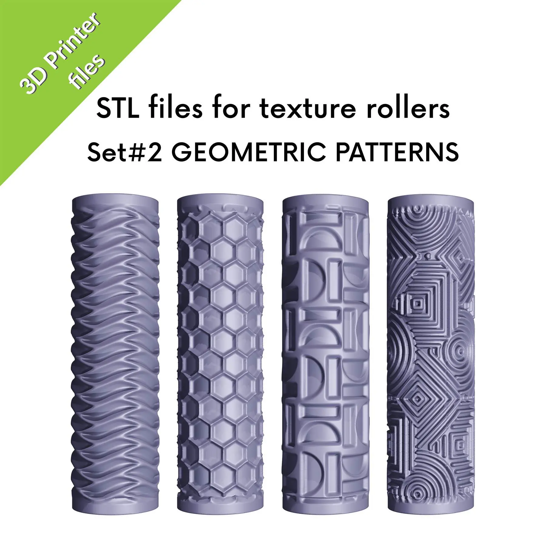 Other STL Download - Texture Rollers, Geometric patterns, Set#2by Elena ...
