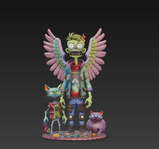 Sculptures & Artworks STL Download - Crazy Winged Zombieby Radiance_Designs
