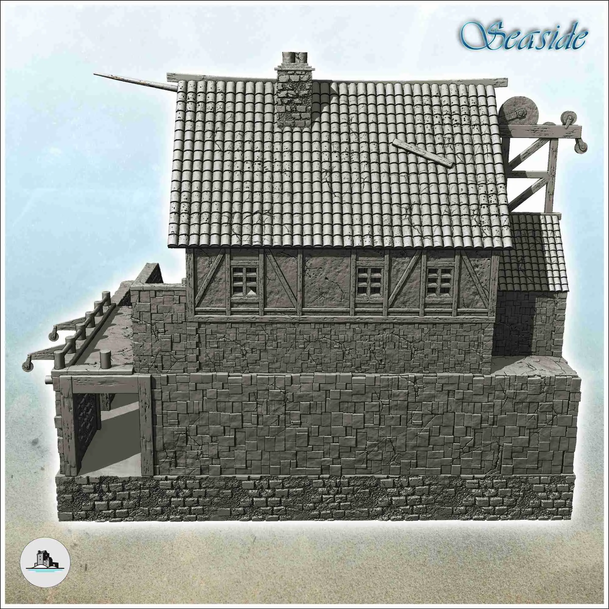 Large medieval building on stone platform with port (9) - sc | 3D ...