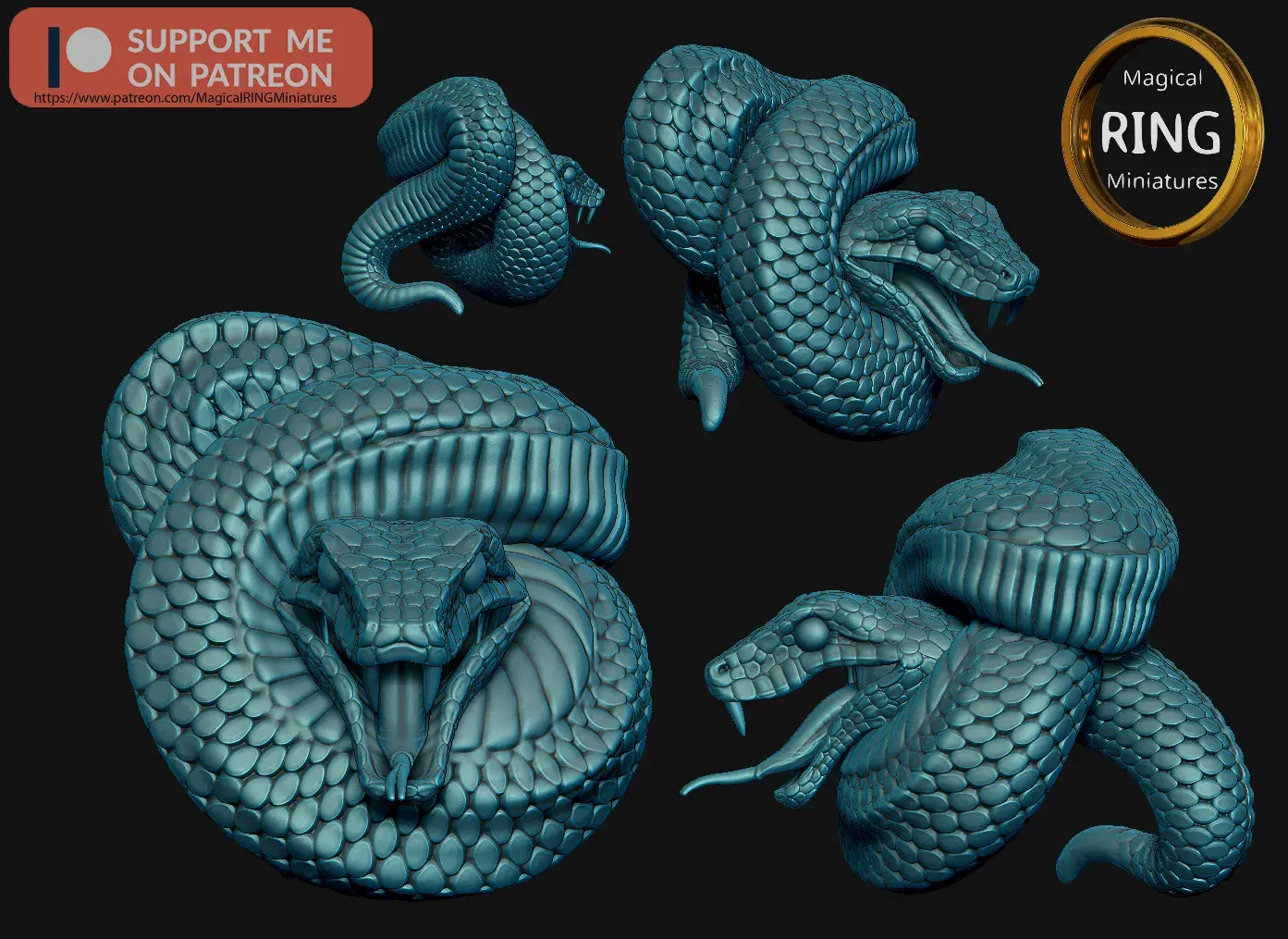 Home Decorations & Ornaments STL indir - Coiled Snake Tabletop ...