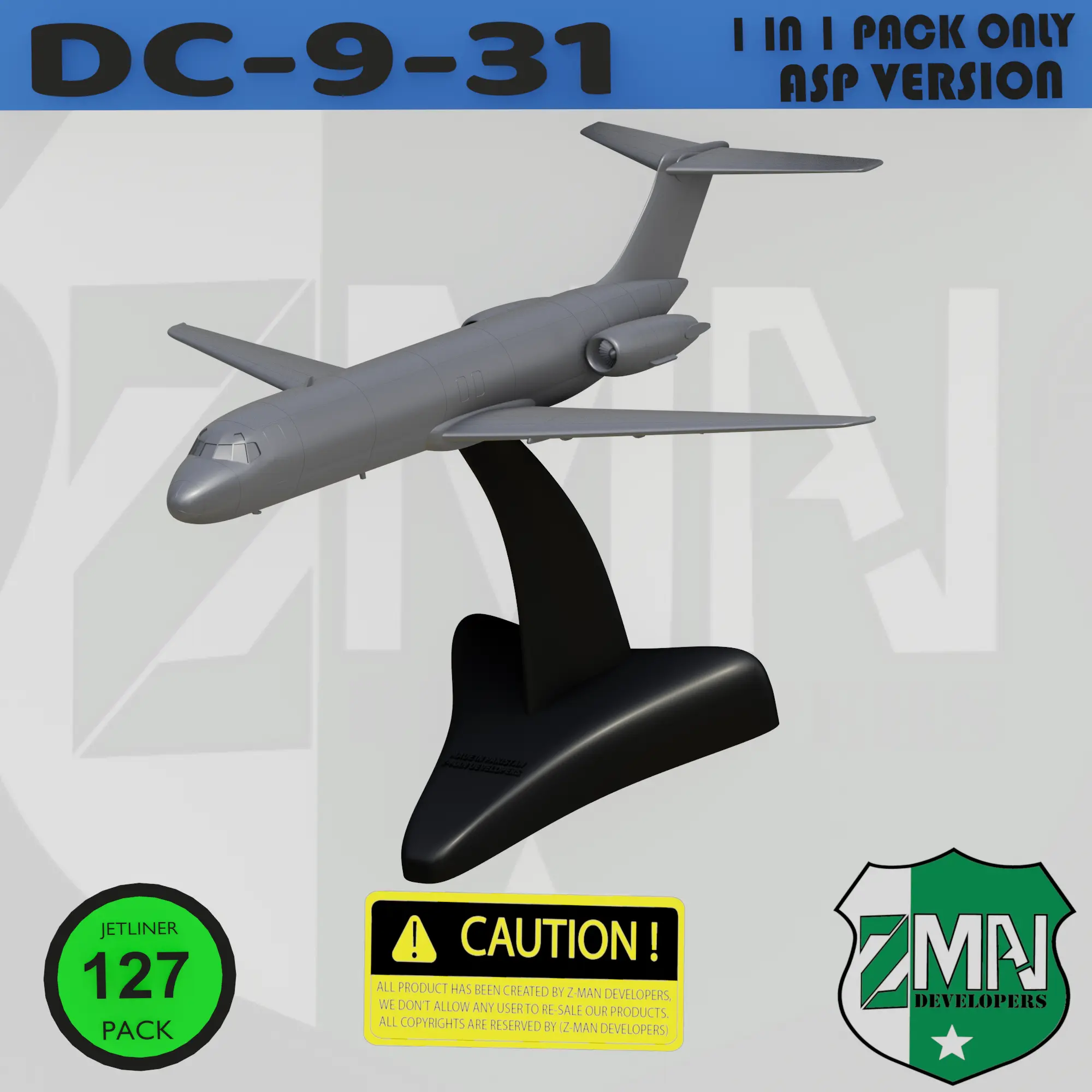 Drones & Aircraft STL Descarga - DC-9-31 (ESTILO-C) - Z-MAN DEVELOPERS