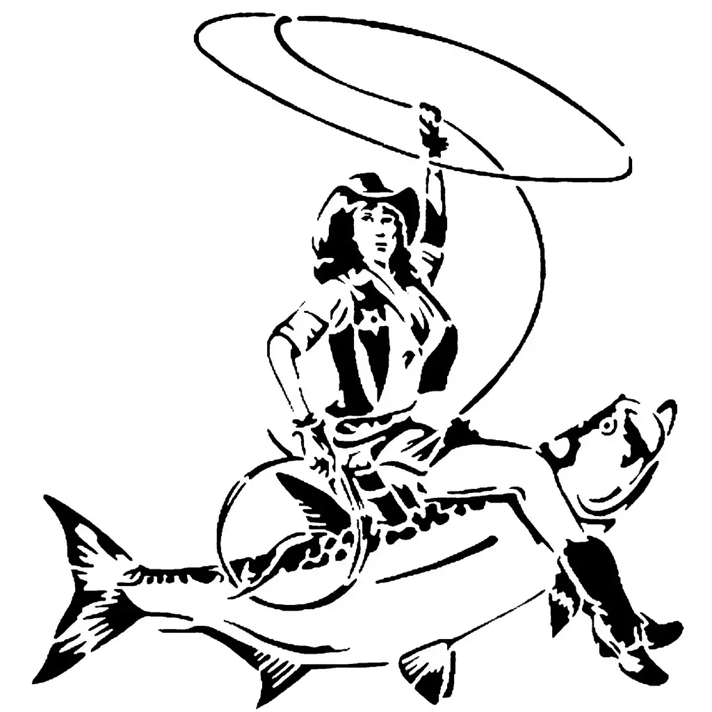 Free Digital Art STL Download - Girl Riding Fish stencilby SMT_M 🦊