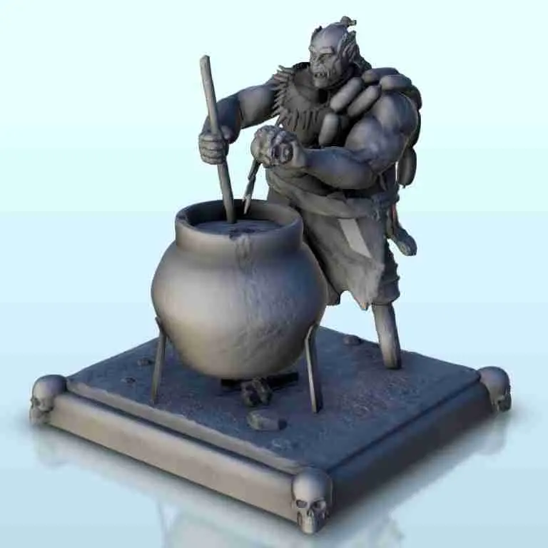 Other STL Download - Orc cook with pot 8 - miniatures warhammer figure ...
