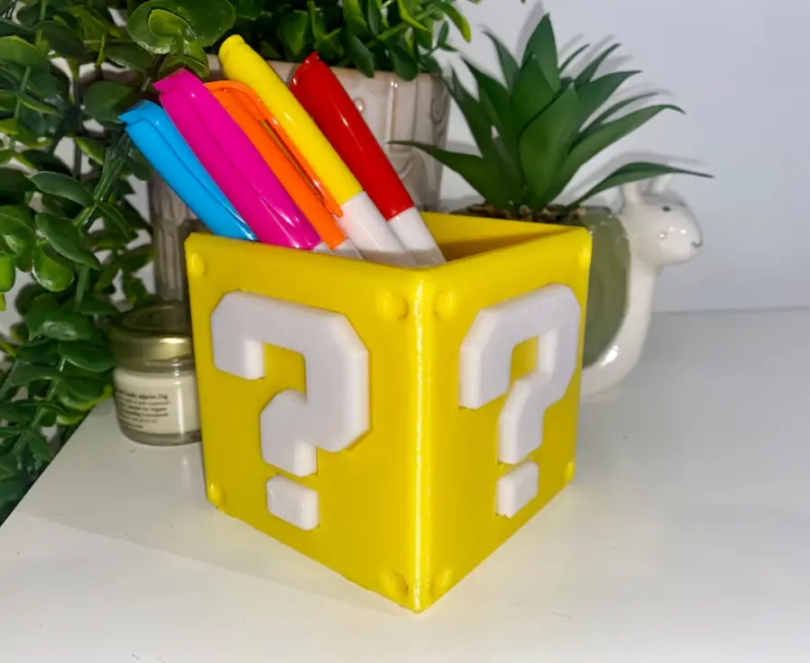 Pen holder question Mark Block Storage Holder, mystery block | 3D ...