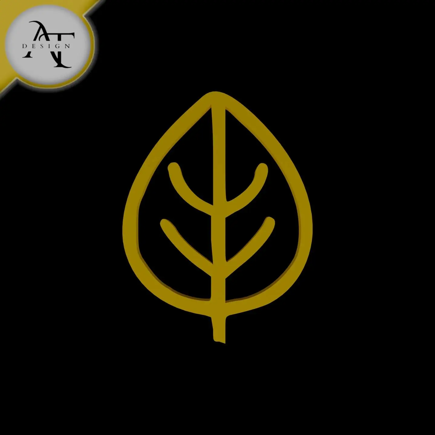 Free Digital Art STL Download - Simple Leaf Symbol - 2D Artby AT Design