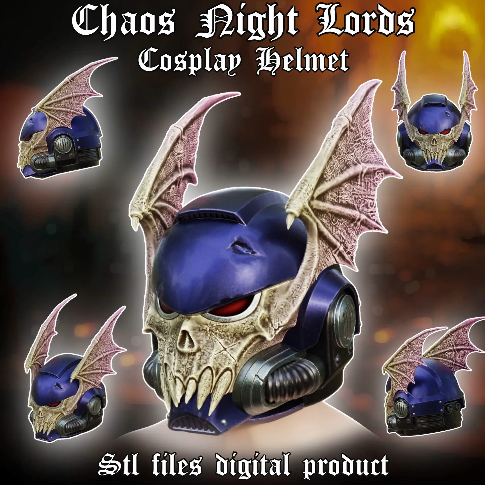 Cosplay STL Download - Chaos Space Marines Nightlords Helmetby Krotek-inc