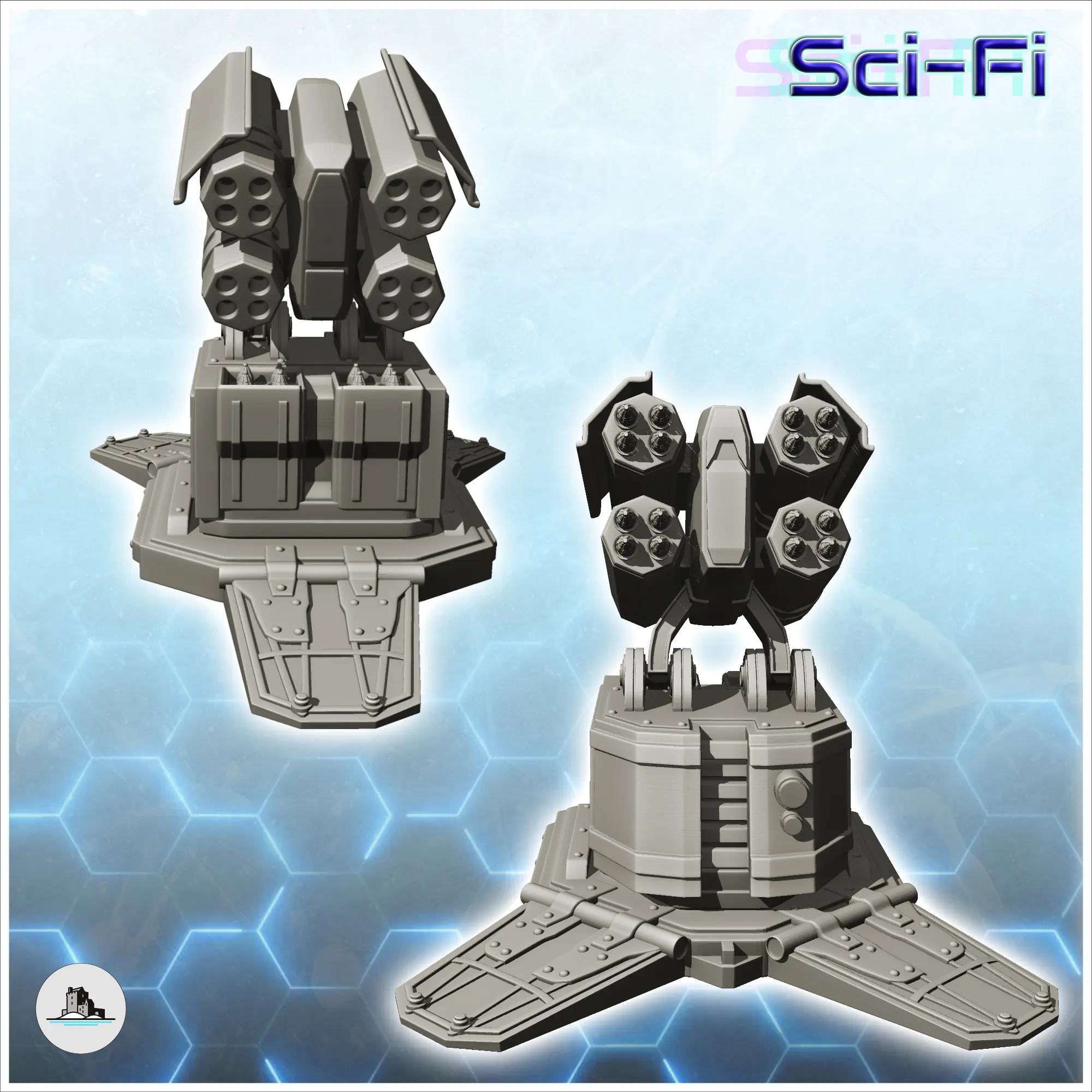 Rocket turret with four quadruple baskets (5) - miniatures w | 3D ...