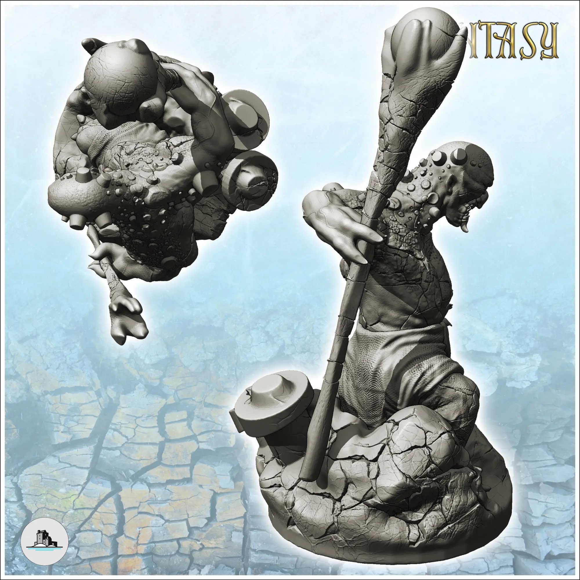 Characters & Creatures STL Download - Cyclops with stick in hand (3 ...