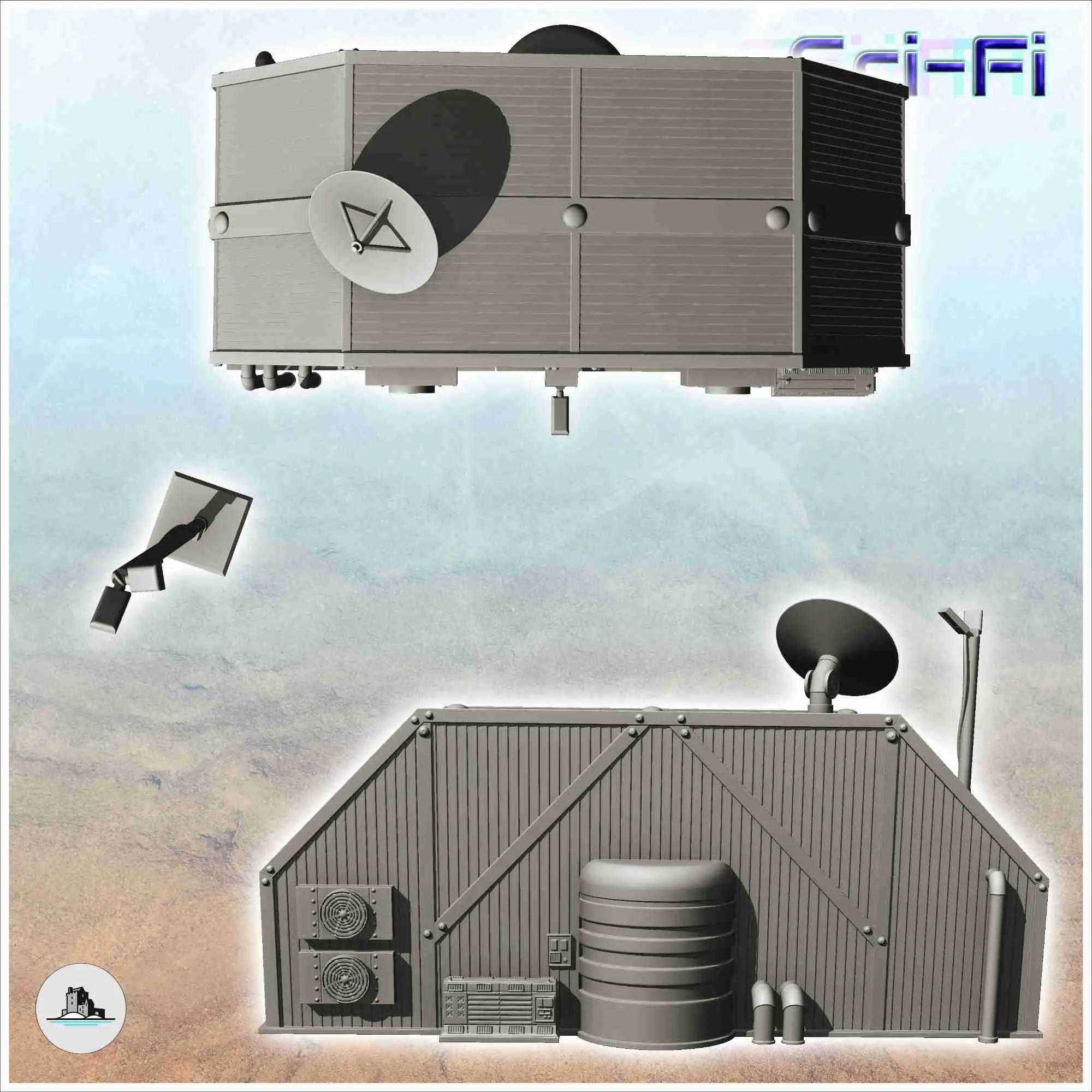 Props & Terrain STL Download - Futuristic command post with antenna and ...