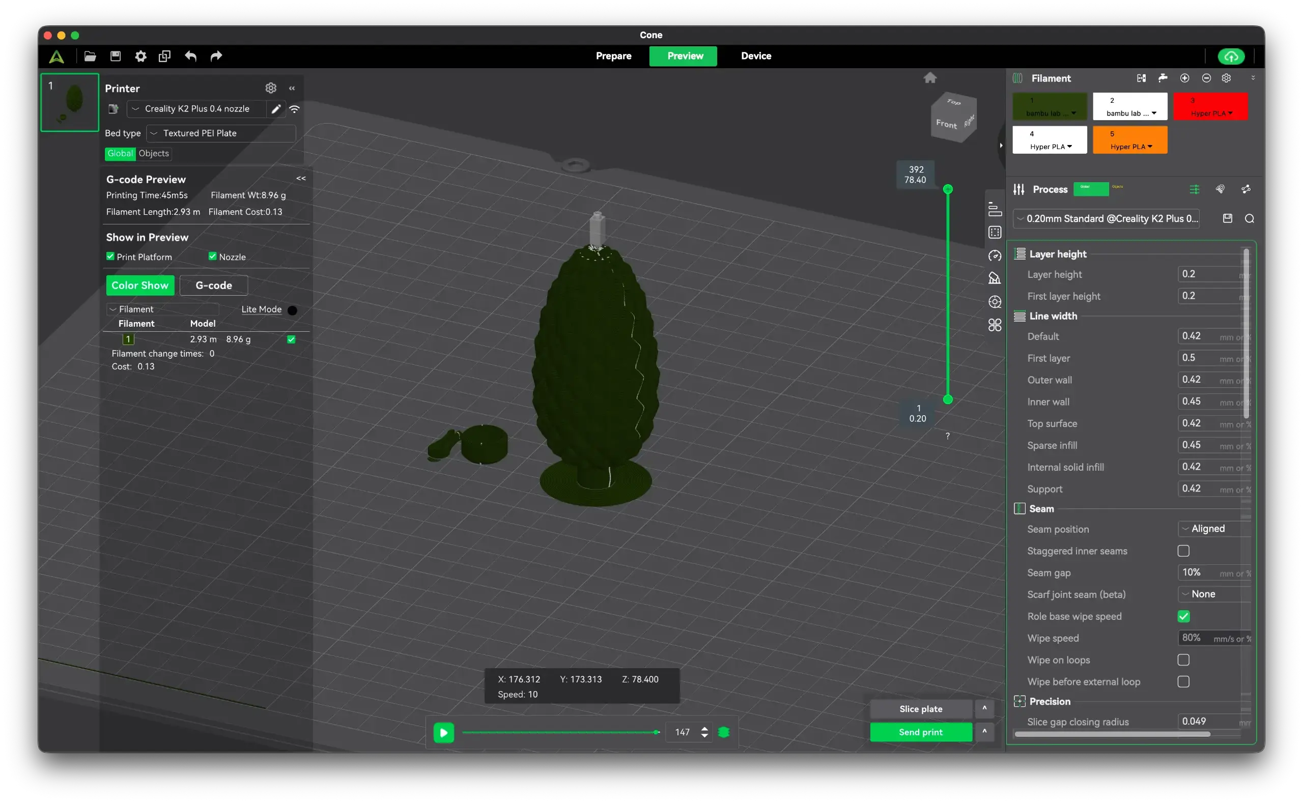 3D Printer Files | 3MF File | Cone Ornament | Creality Cloud