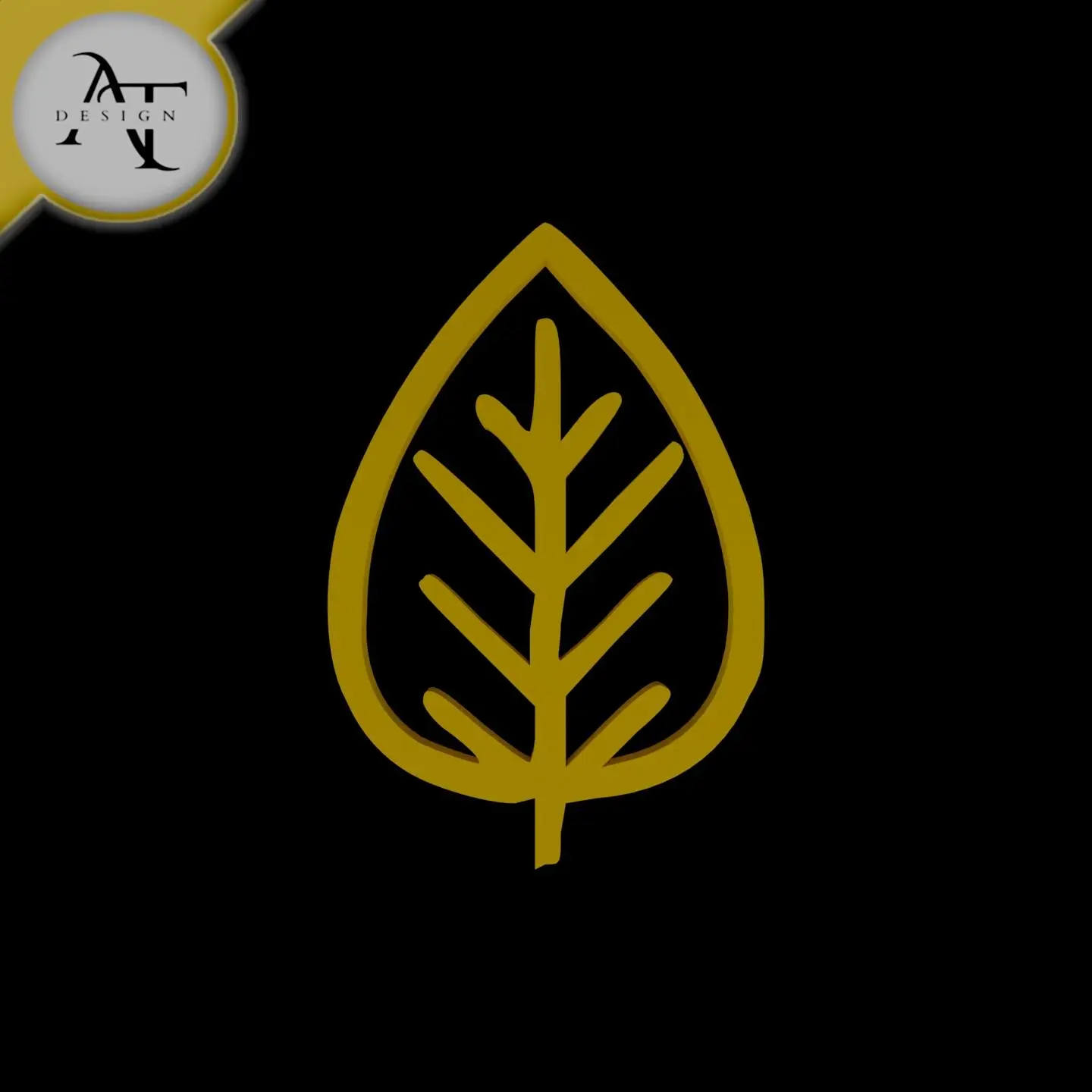 Free Digital Art STL Download - Simple Leaf Symbol - 2D Artby AT Design