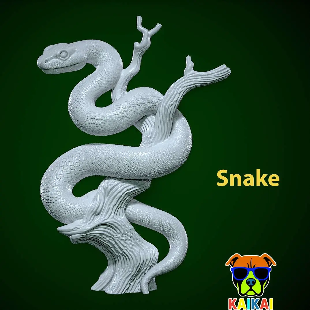 Characters & Creatures STL Download - Snake statue - Tree snake hunting ...