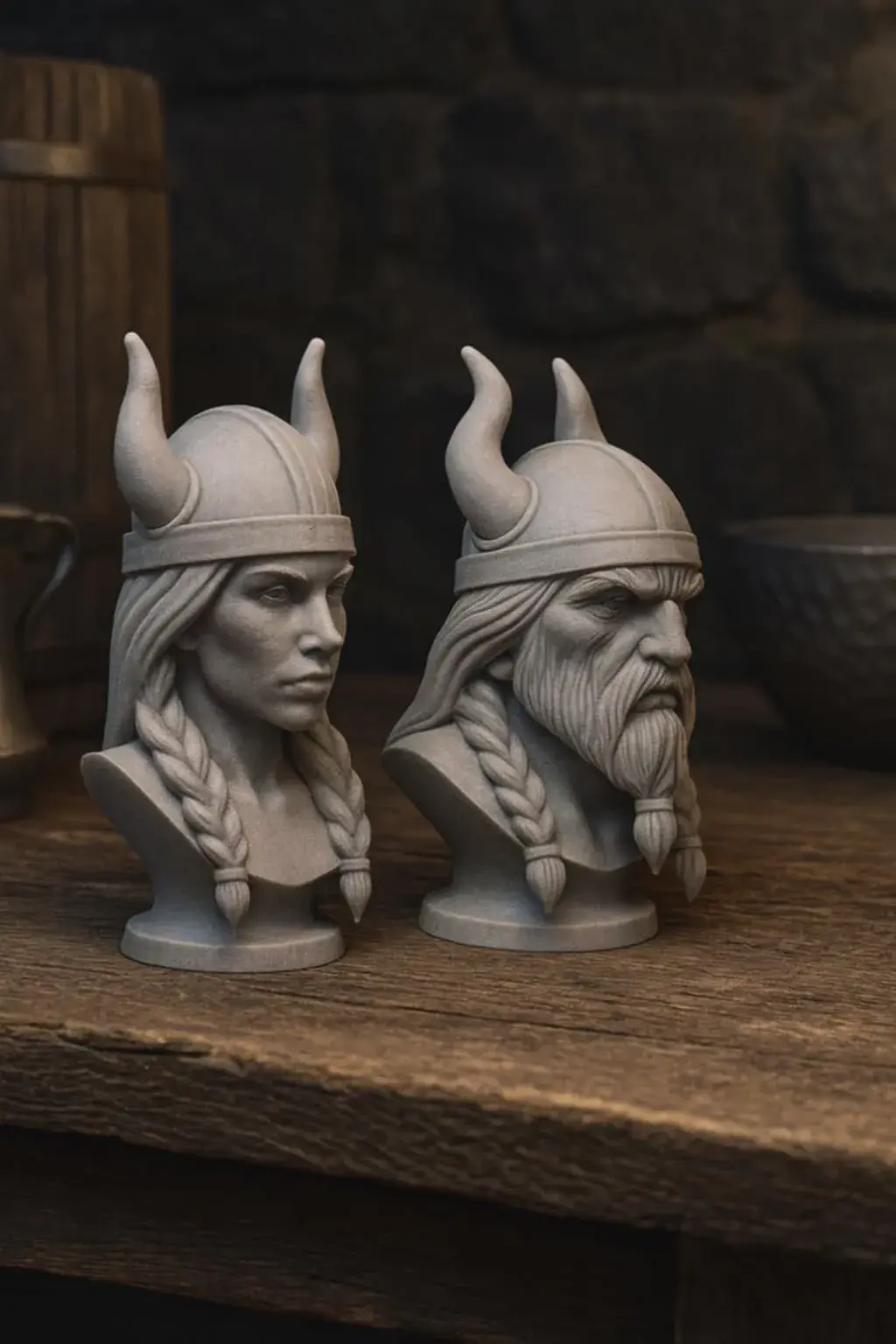 3D 프린터 도면 | 3MF 파일 다운로드 | Minnesota Viking couple Male and Female Bust ...