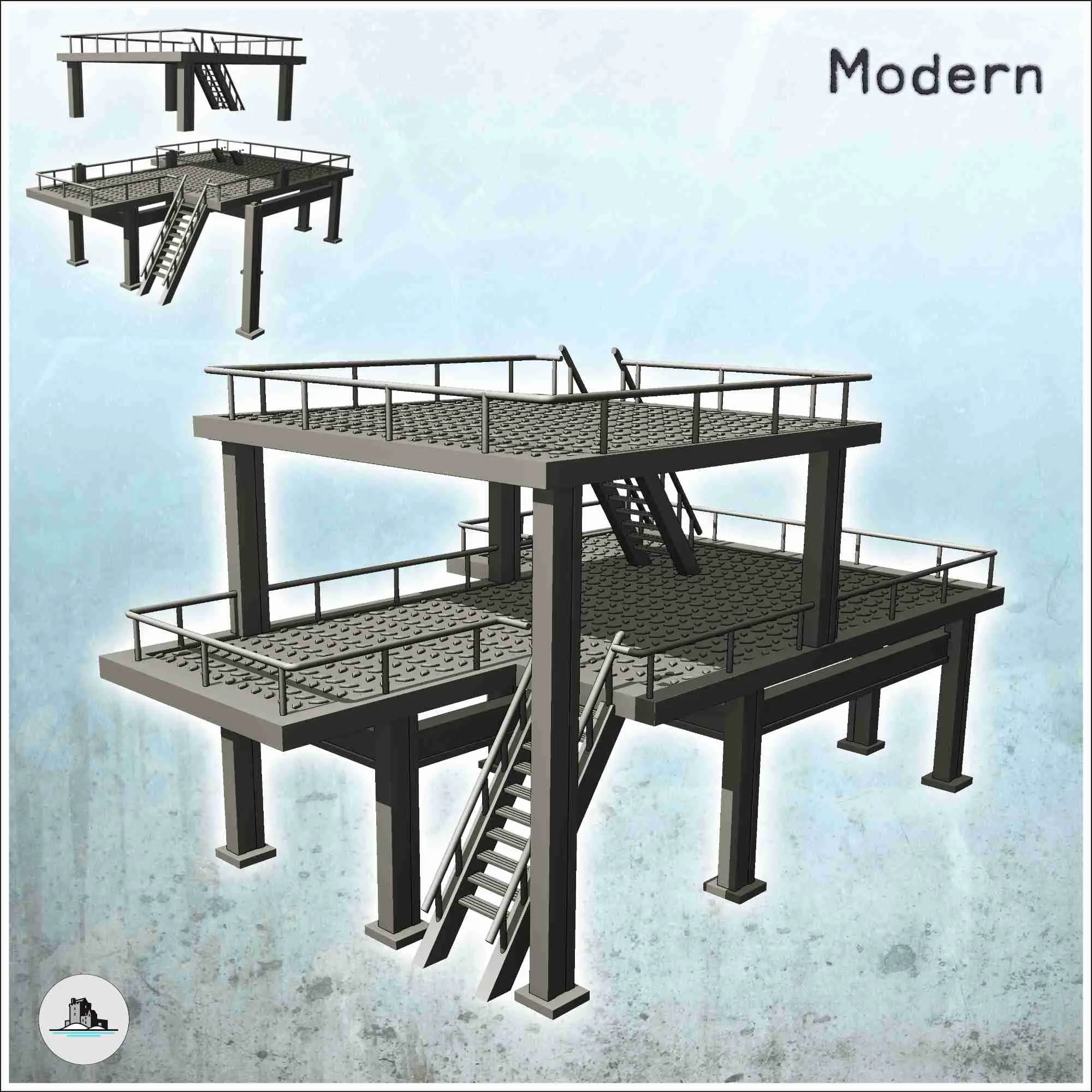 Other STL Download - Modern Metal Industrial Platform with Floor and ...