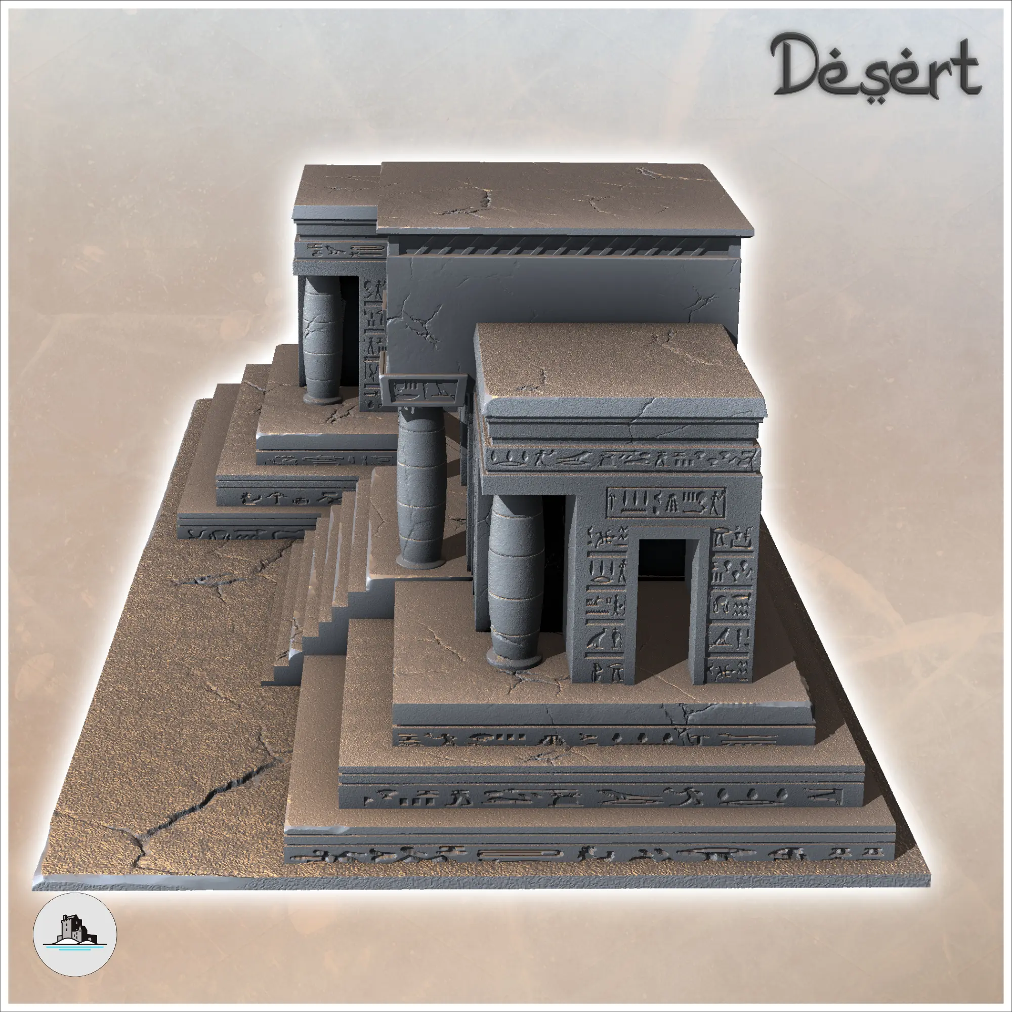 Other STL Download - Desert building with wide access staircase and ...