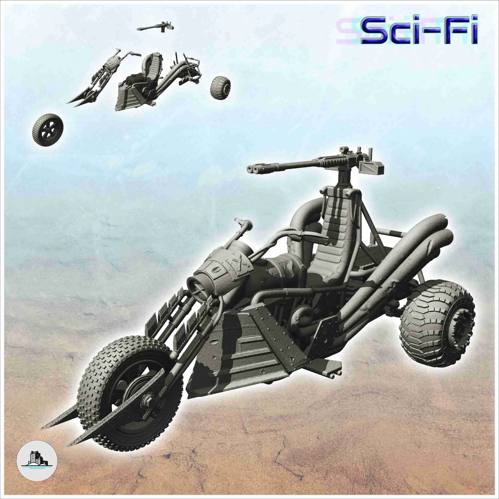 Miniature Games & Accessories STL Download - Three-wheeled motorbike ...