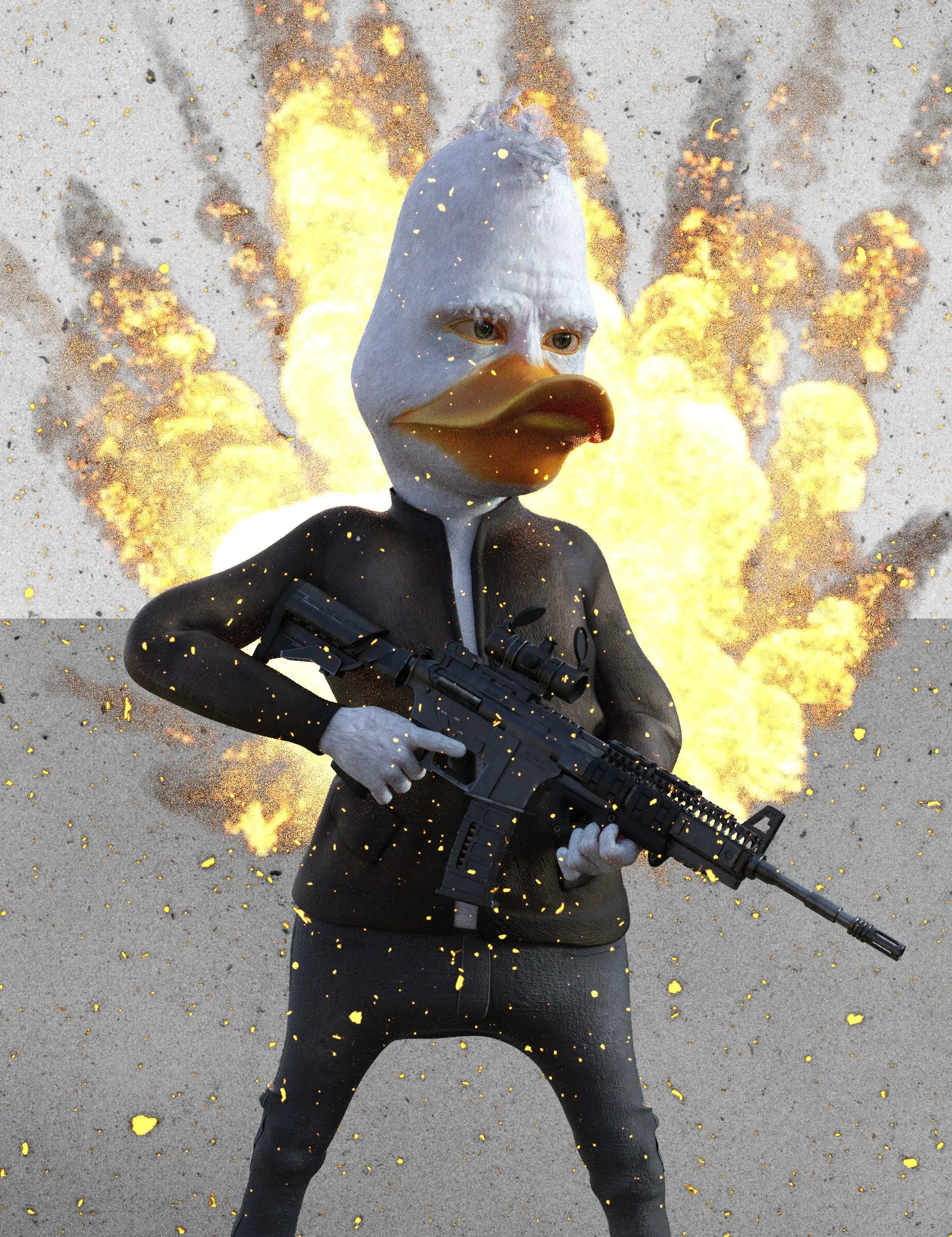 Characters & Creatures STL Download - Falling Down Duck (standing pose ...