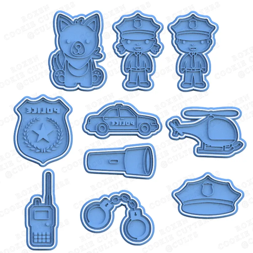 Other STL Download - Police cookie cutter set of 10by Mira3D