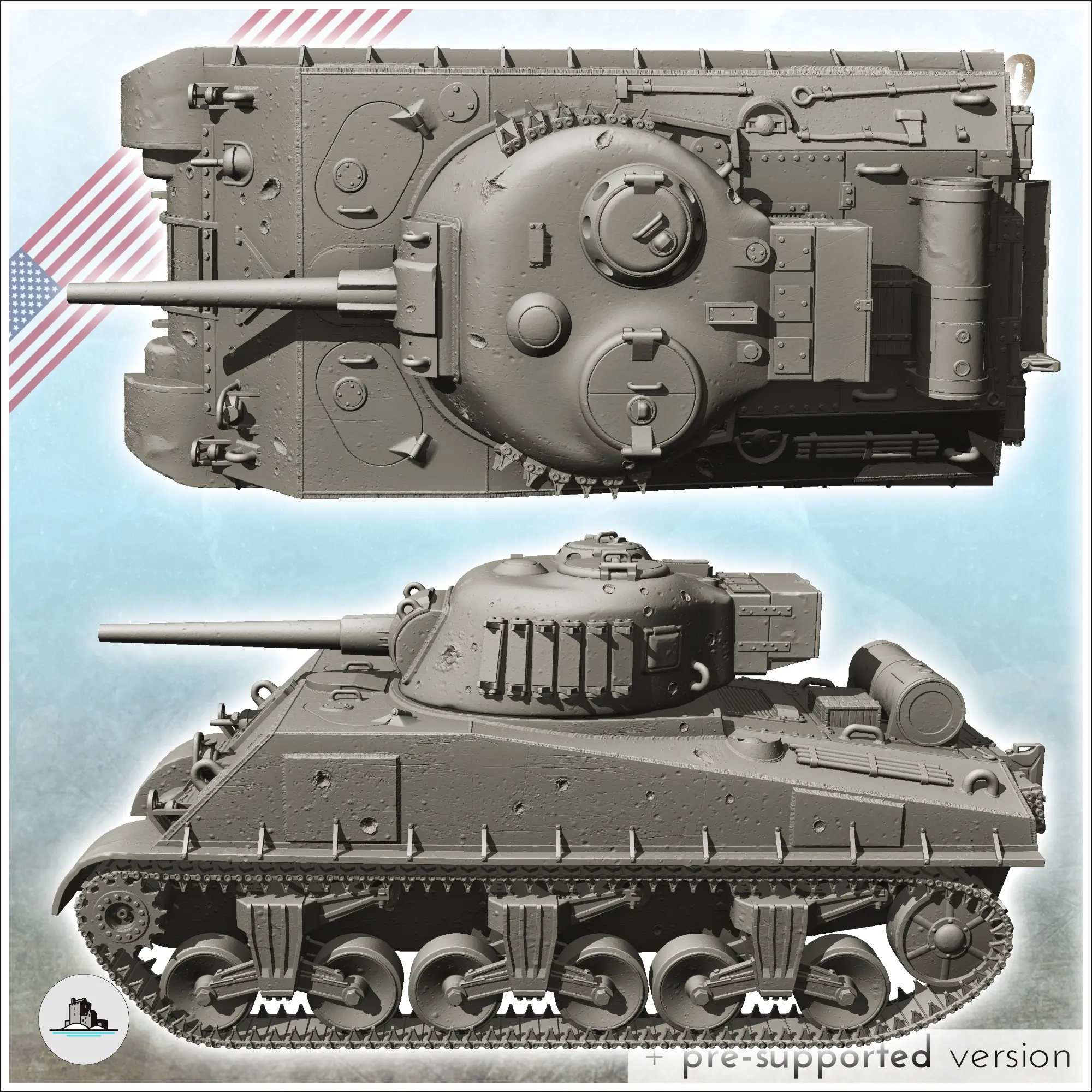 Other STL Download - Sherman M4 - tank WW2 USA US Army Terrain figure ...