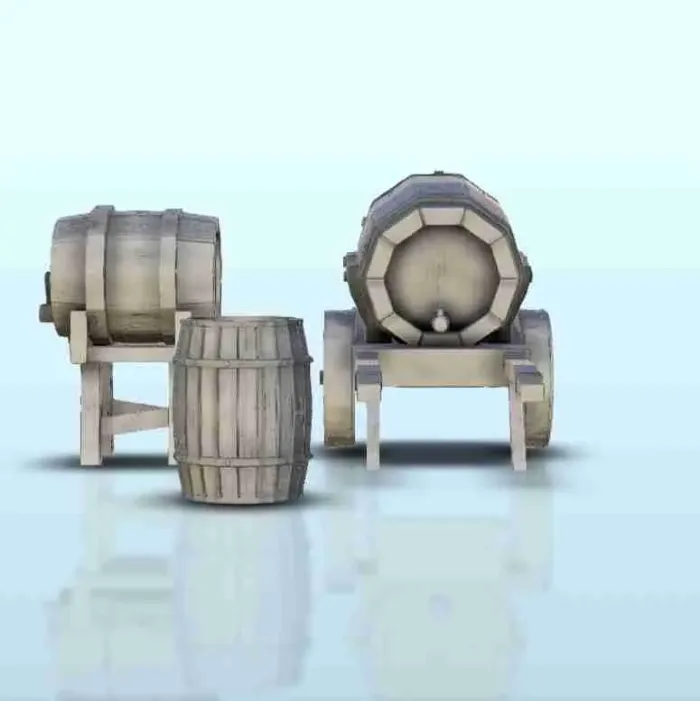 Other STL Download - Set of medieval barrels (1) - scenery medieval ...