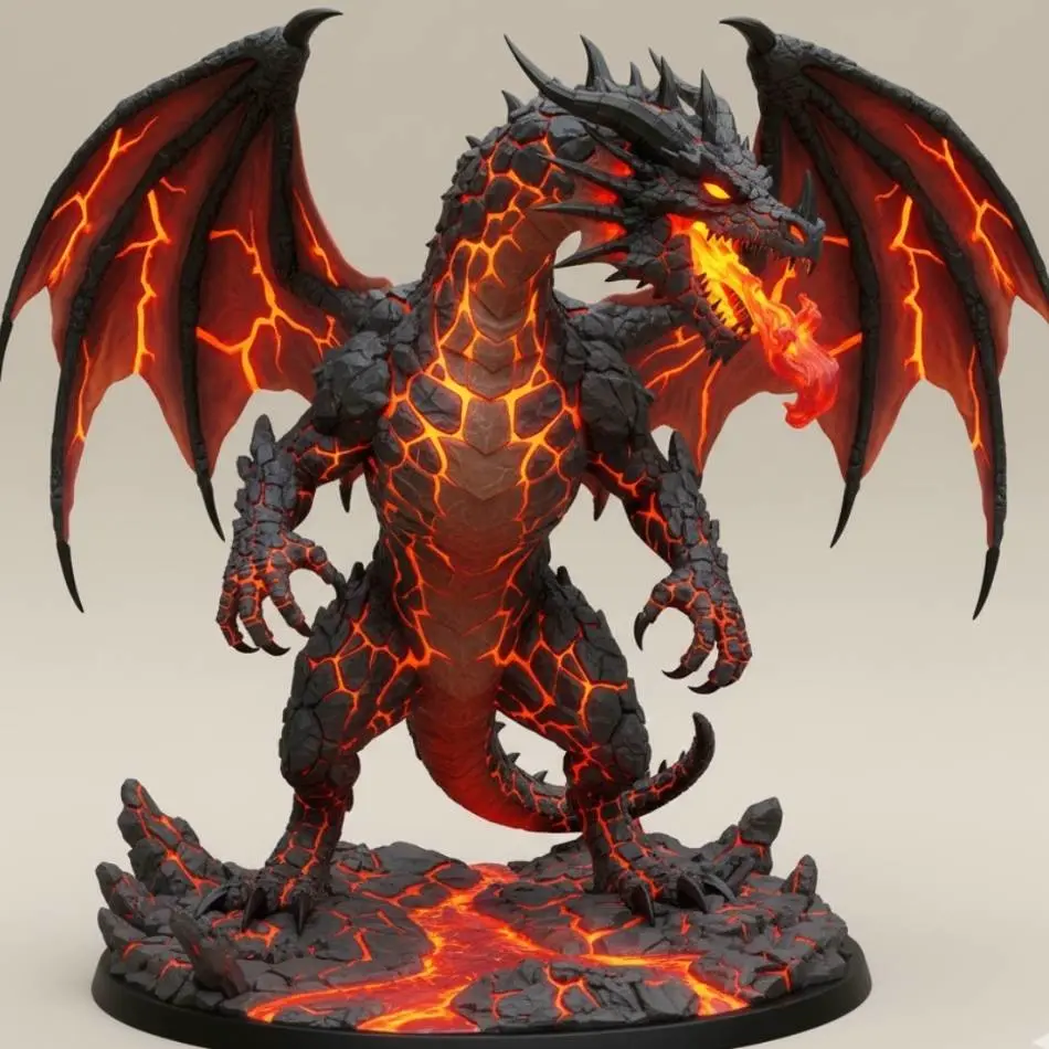 3D Printer Files | 3MF File | Dragão de Magma Vulcão (Magma Dragon ...
