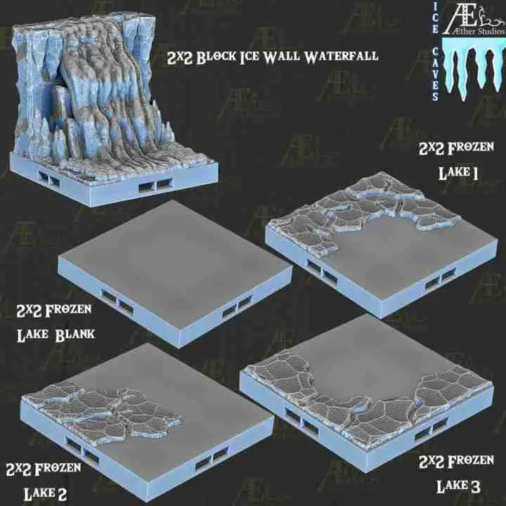 Props & Terrain STL Download - AEICCV7 - Frozen Lakeby Aether Studios