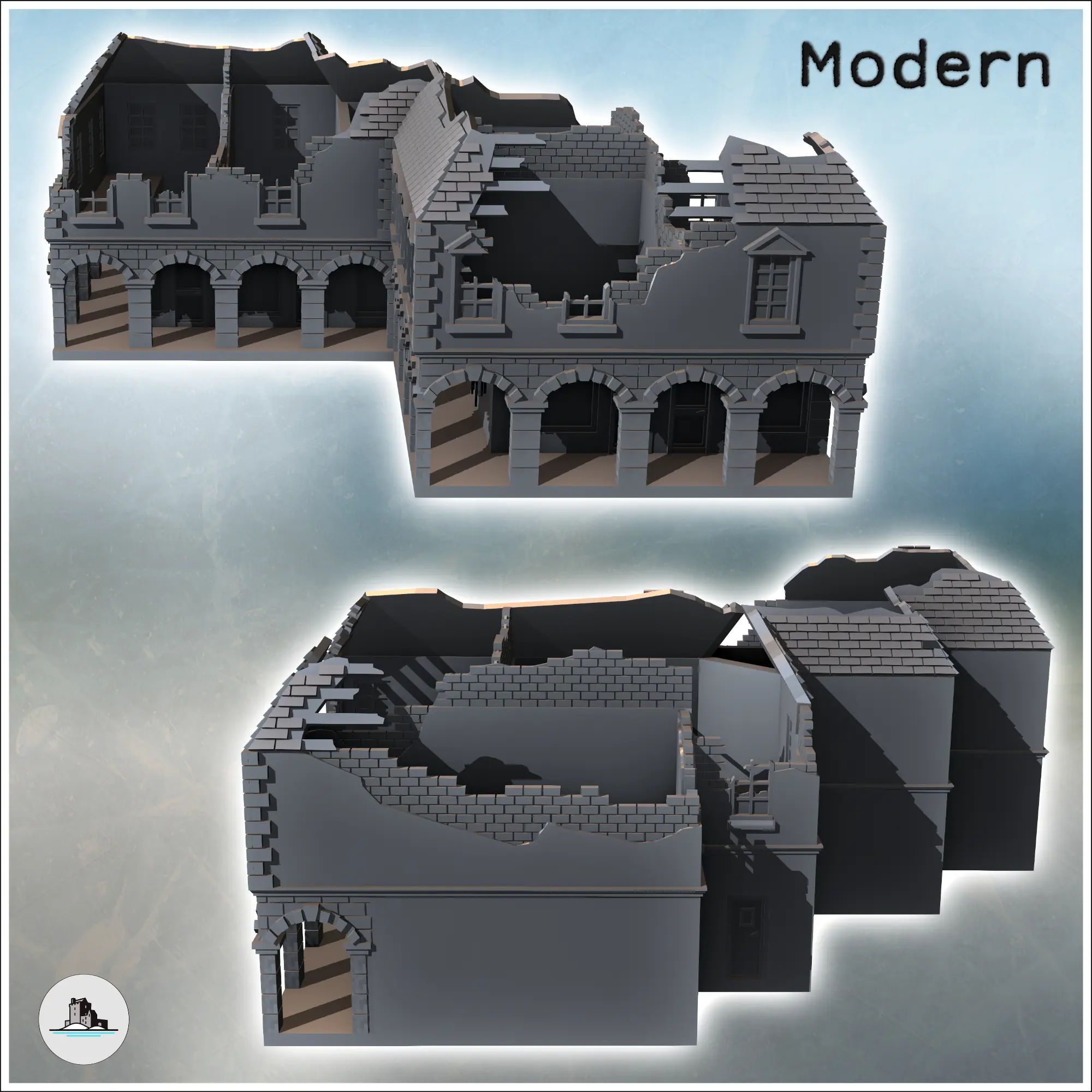 Props & Terrain STL Download - Ruined building with a large colonnaded ...