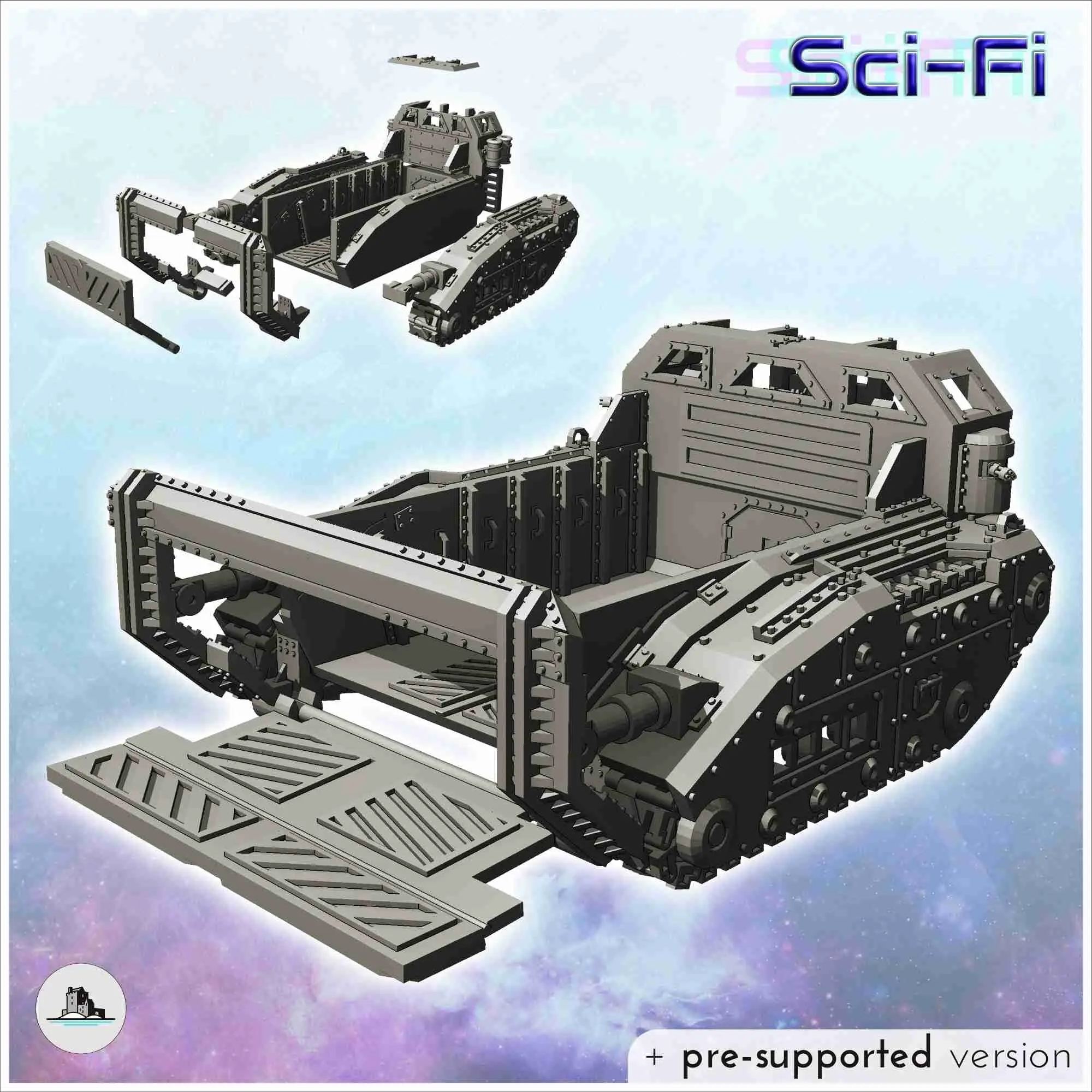 Other STL Download - Futuristic landing tank with trapdoor and tracks ...