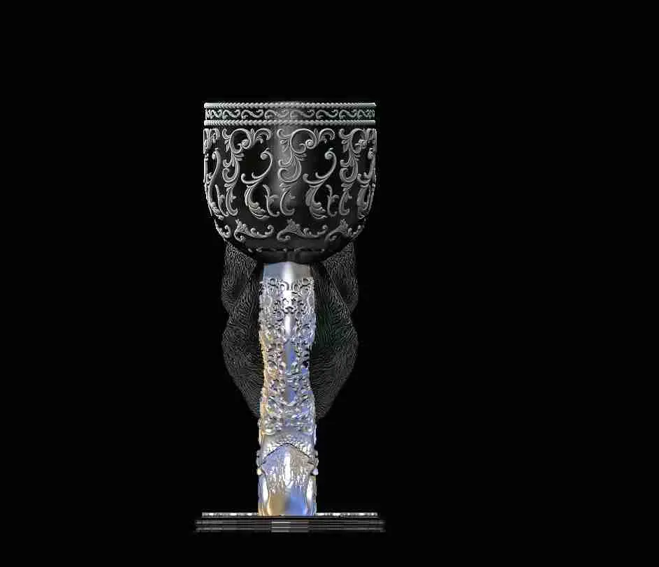 Sculptures & Artworks STL Download - Deluxe Ornamental Cat Goblet ...
