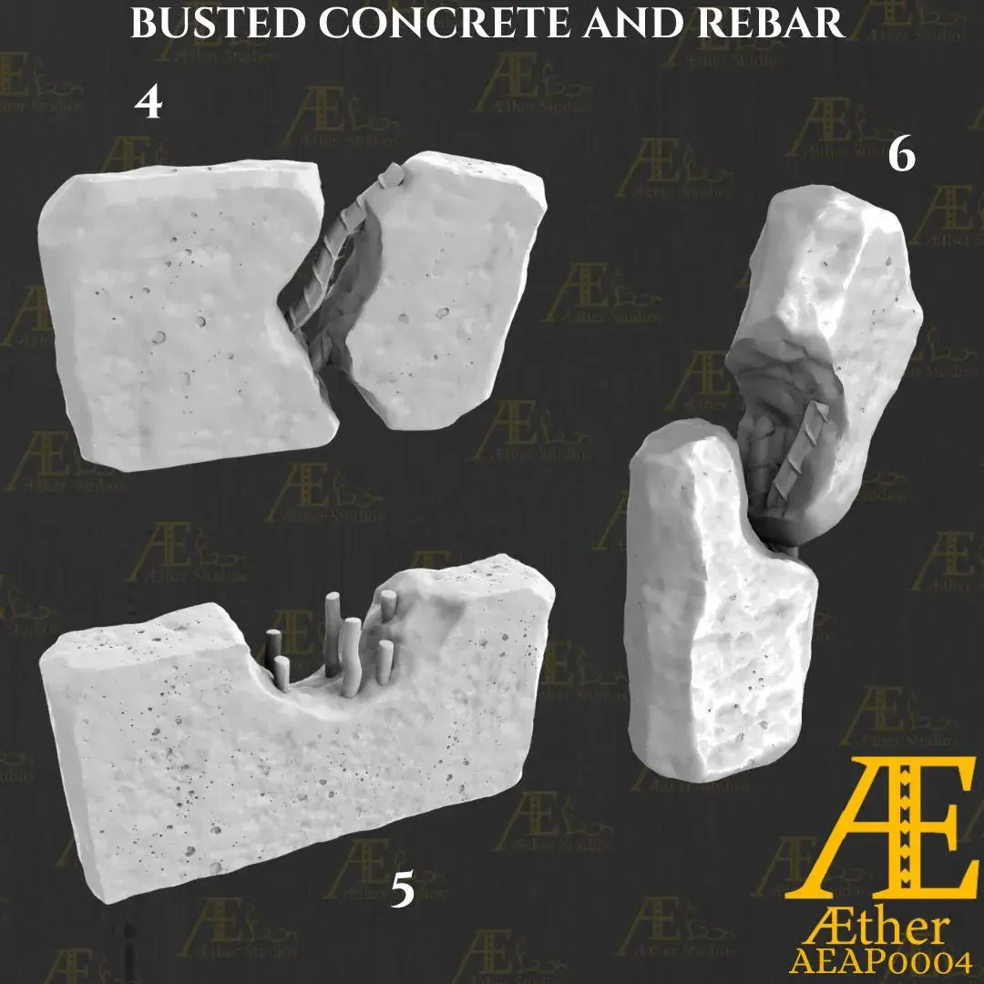 Props & Terrain STL Download - AEAP0004 - Broken Concreteby Aether Studios