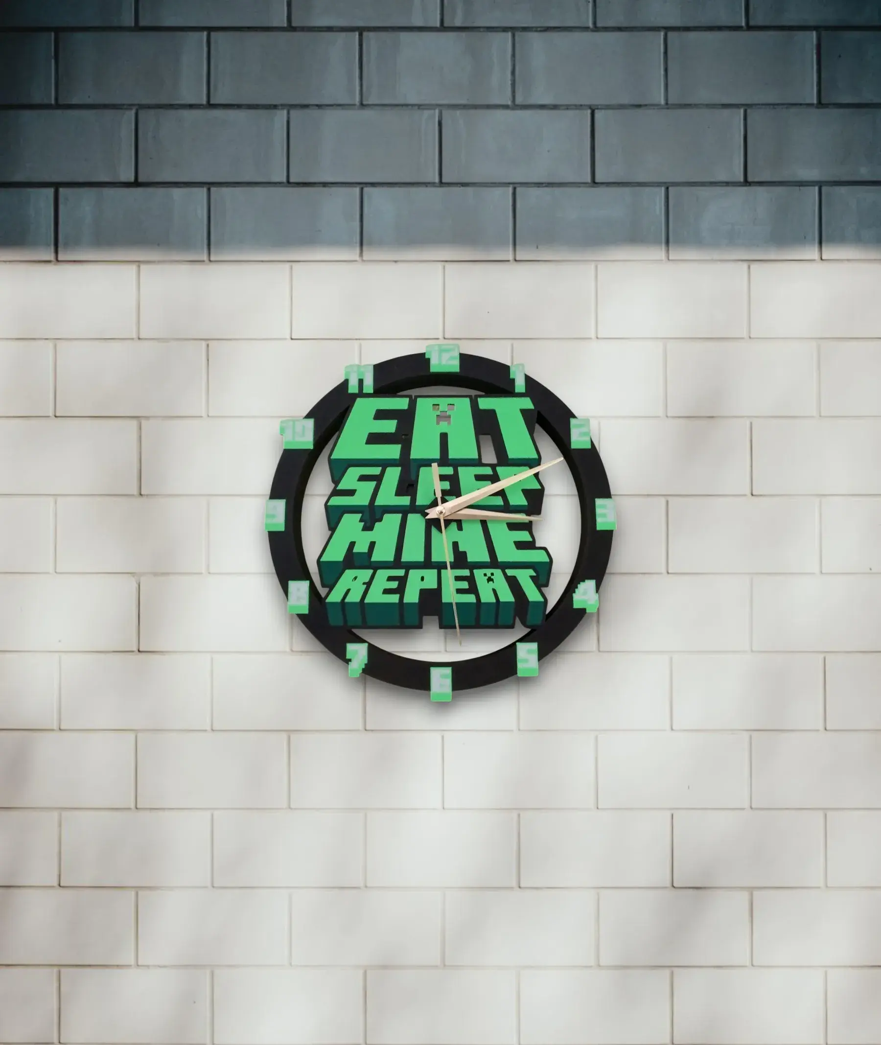 3D Printer Files | 3MF File | Minecraft Wall Clock – "Eat Sleep Mine ...
