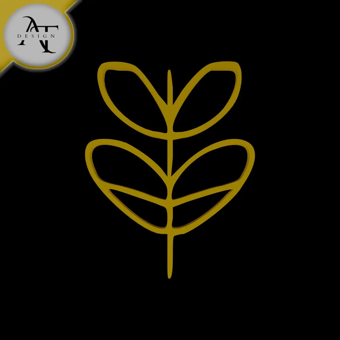 무료Digital ArtSTL 다운로드 -Simple Leaf Symbol - 2D Art - AT Design